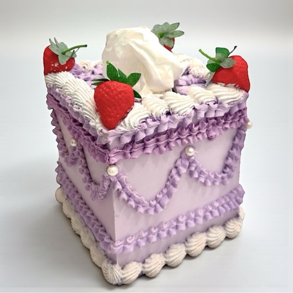 Accents | Faux Cake Tissue Box Kawaii Strawberry Decor Lilac Handmade ...